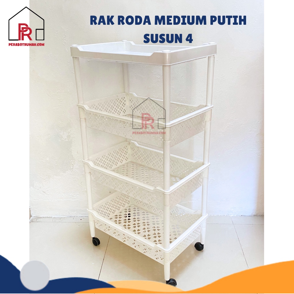 Jual Rak Jumbo Roda Hyper Putih - ZLG / Rak Susun 4 / Rak Aesthetic ...