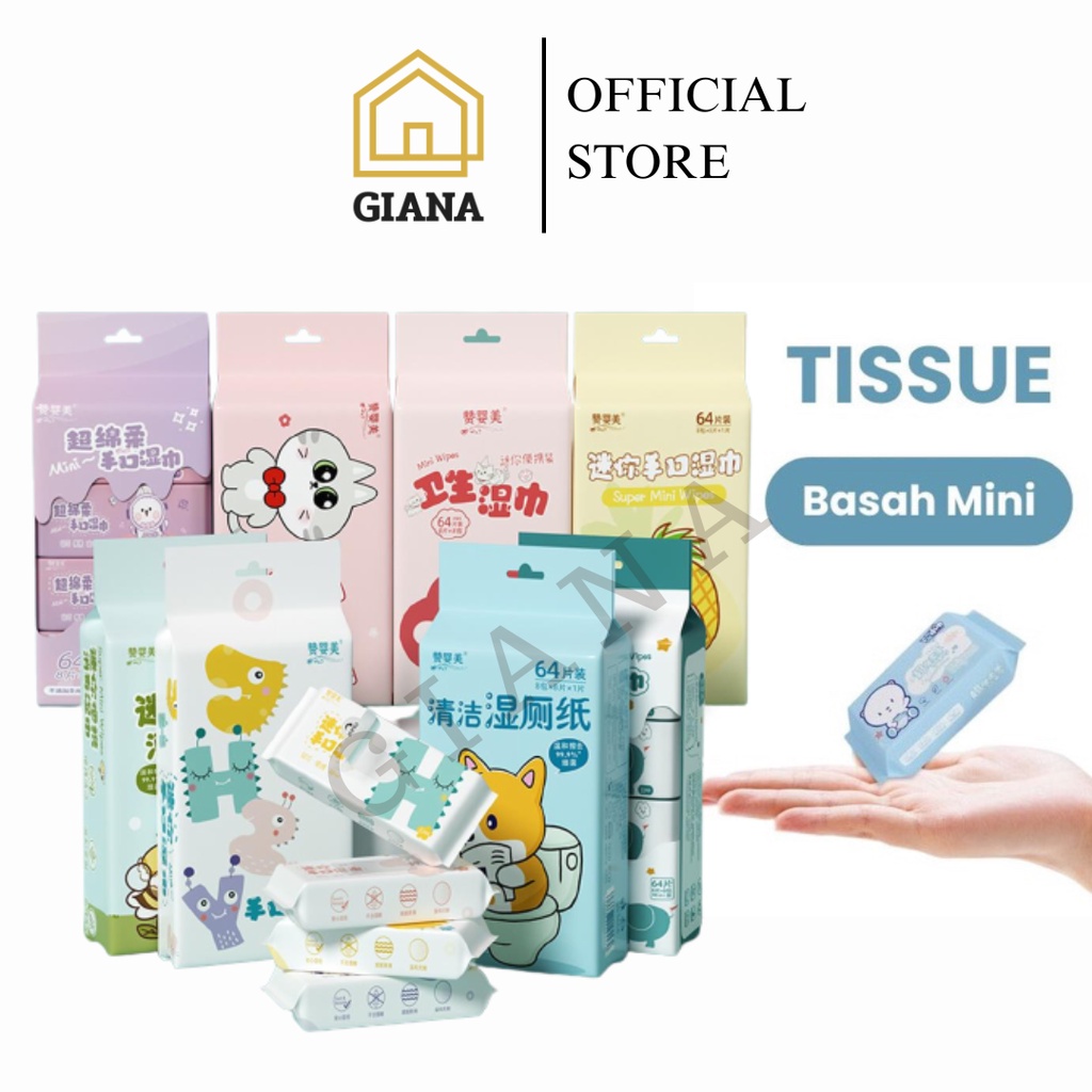 Jual GIA Tissue Basah Mini 1 Pcs Tisu Basah Kecil Baby Wet Wipes Travel ...