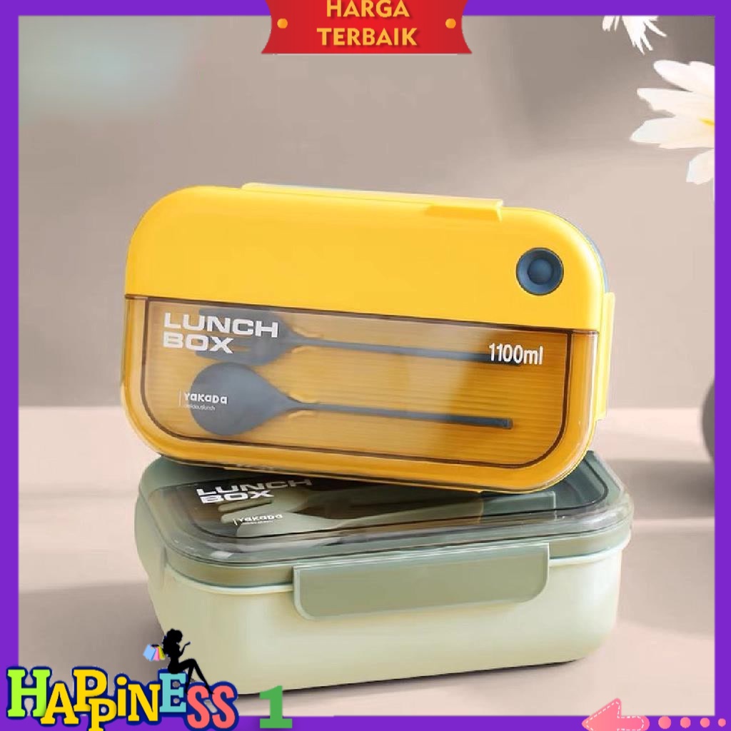 Jual Lunch Box 2302 CAM PERSEGI 1100ML / Lunch Box Kotak Makan Anti Tumpah Sendok&Garpu 1100ML ...