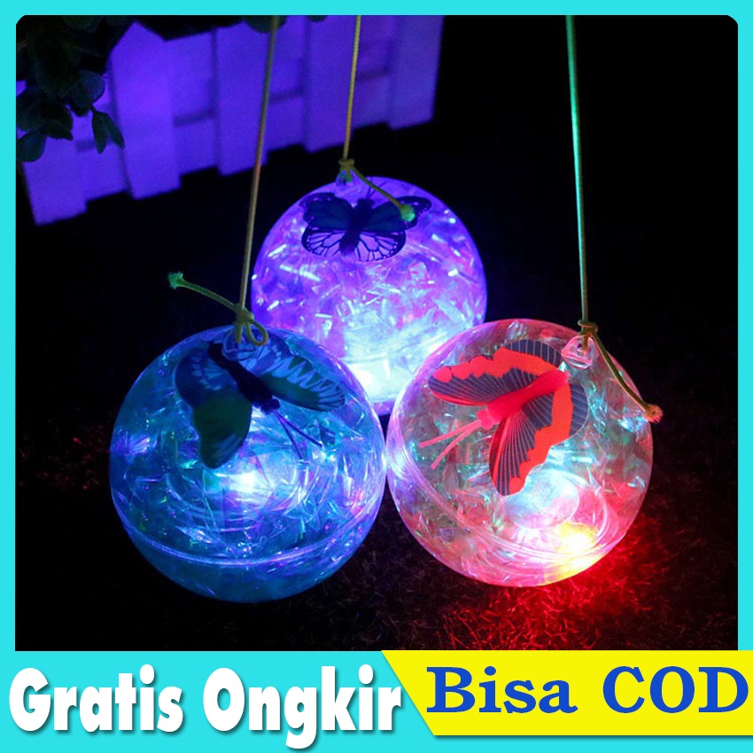 Jual Mainan Anak Bola Bekel Lampu LED / Bola Karet LED Nyala / Flashing ...