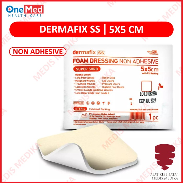 Jual OneMed Dermafix SS 5 x 5 cm Non Adhesive Foam Dressing Plester ...