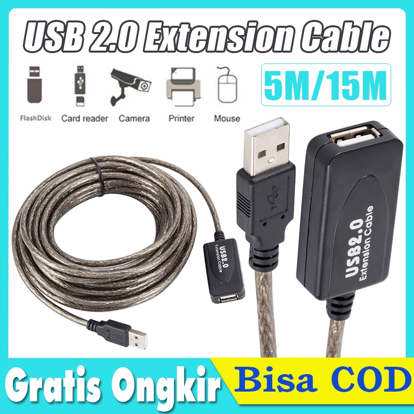 Jual Kabel Ekstensi USB Male ke Female with Chipset Extension 15 meter ...