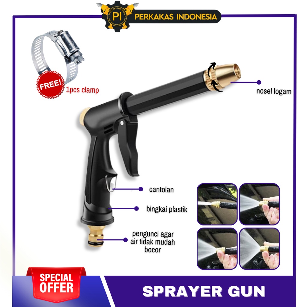 Jual Kepala Semprotan Air 4 Mode Hose Nozzle Spray Gun Pistol Semprot ...