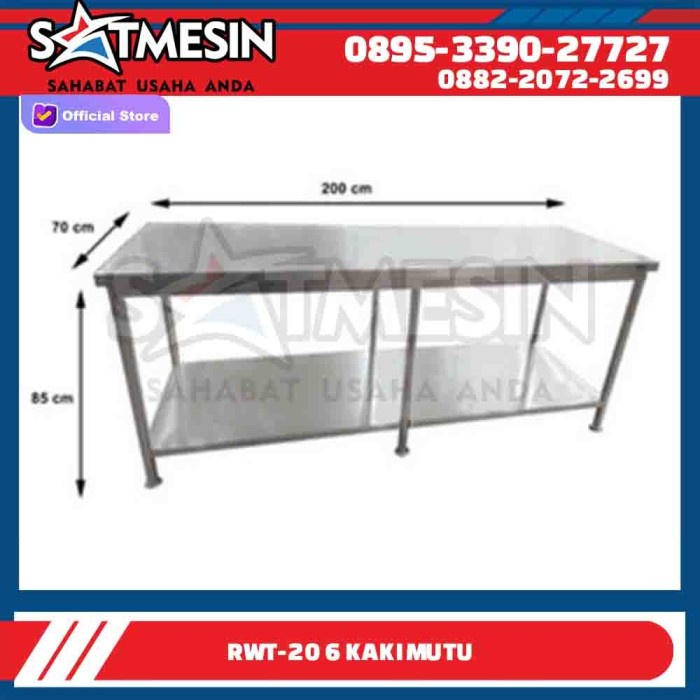 Jual Meja Stainless Steel 2 Meter / Working Table RWT-20 MUTU 6 Kaki ORIGINAL | Shopee Indonesia