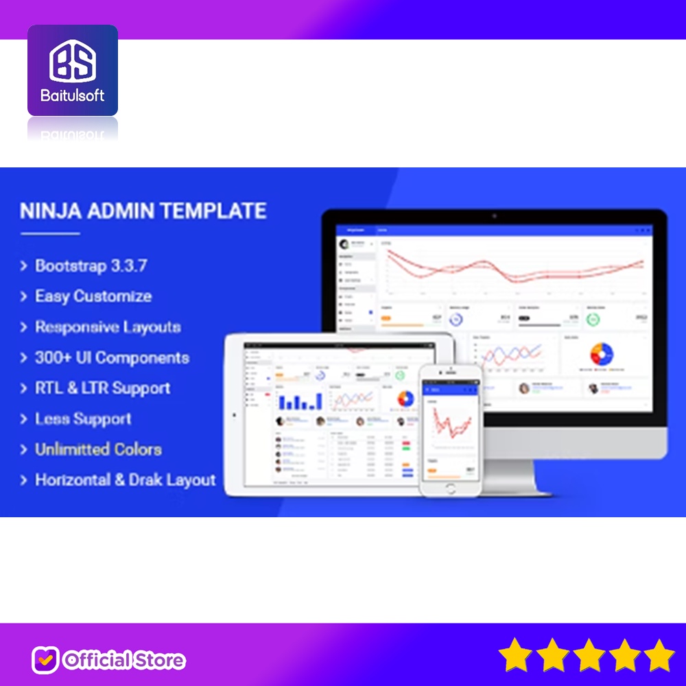 Jual NINJA - RESPONSIVE ADMIN DASHBOARD TEMPLATE | Shopee Indonesia