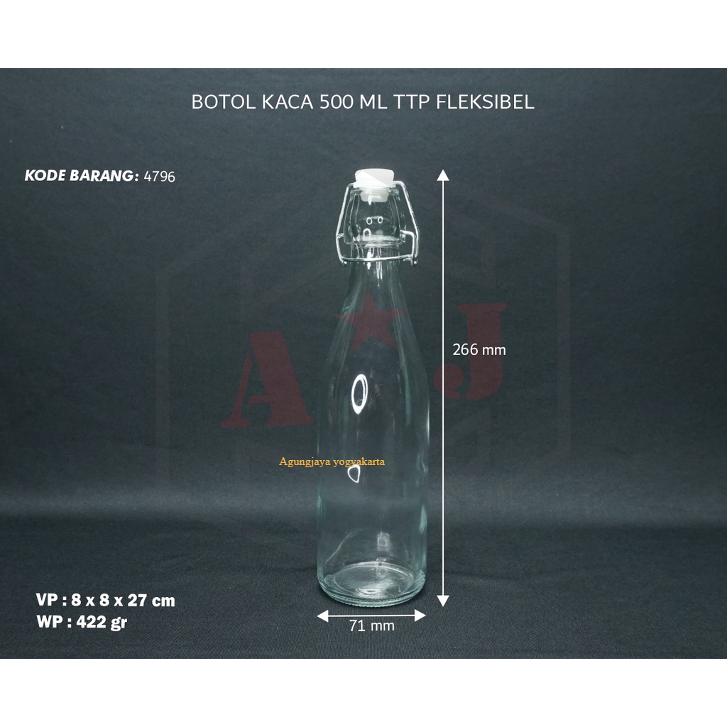 Jual Botol Kaca 500 ml Bulat Tutup Fleksibel | Shopee Indonesia