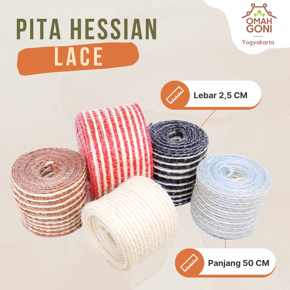 Jual Pita Hessian Lace per 50 cm - Pita Goni Warna - Pita Hessian ...
