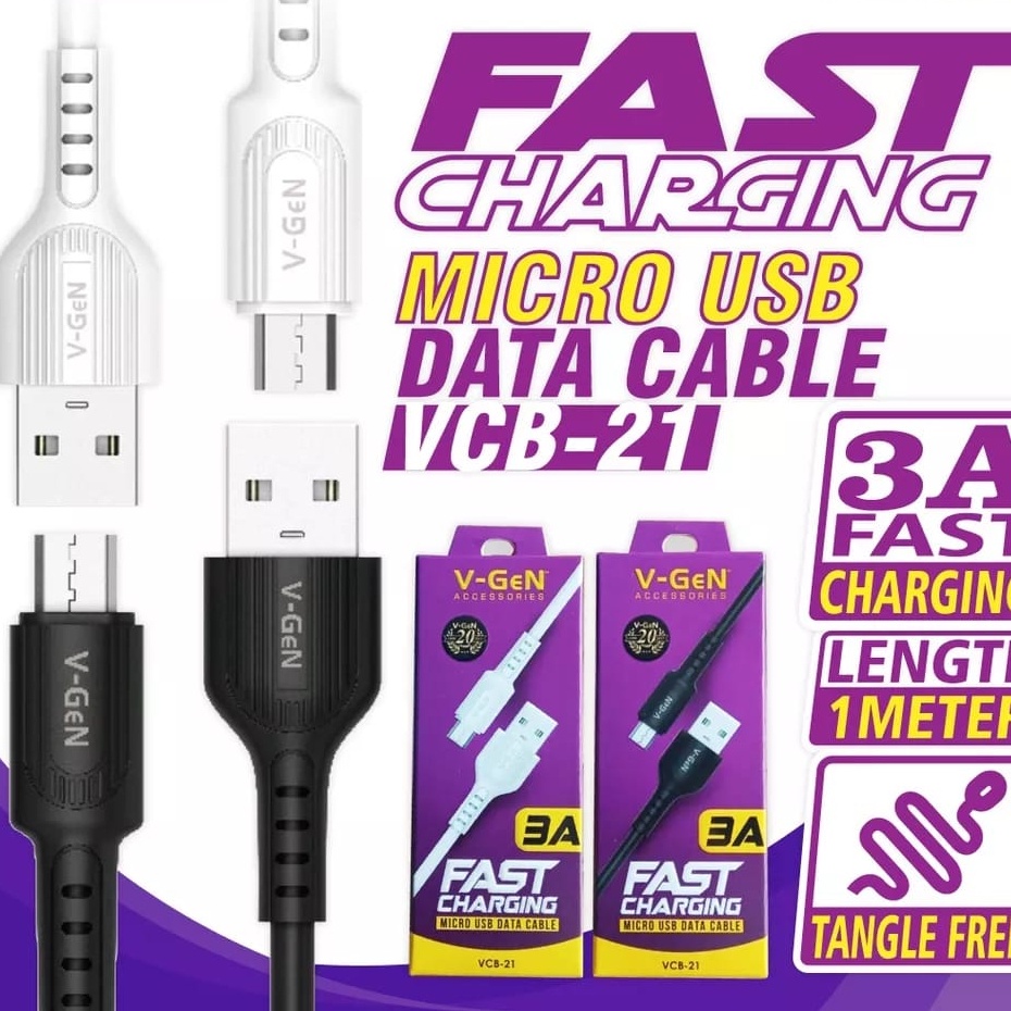 Jual Kabel V-GeN VCB-21 Kabel Data VGEN Micro USB Fast Charging 3A 1 ...