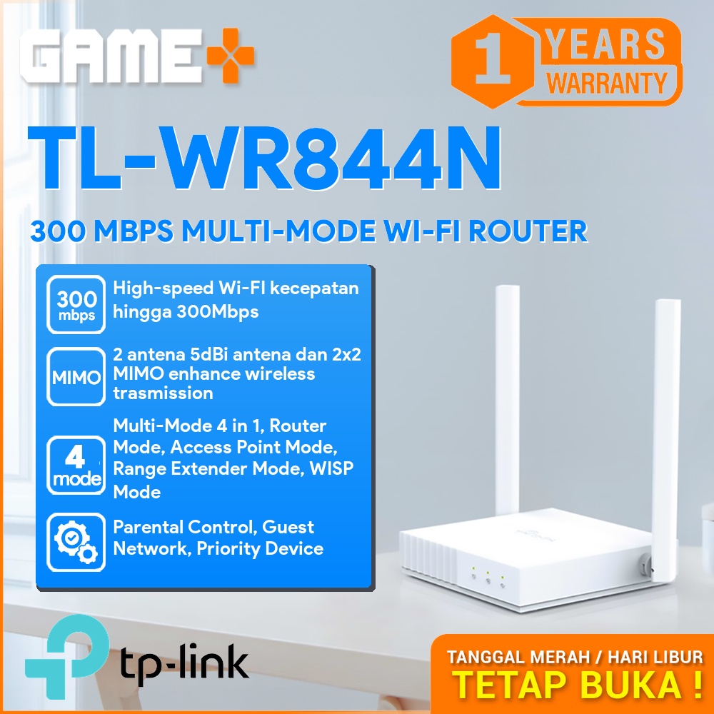Jual TP-LINK TL-WR844N 300 MBPS MULTI-MODE WI-FI ROUTER GARANSI RESMI ...