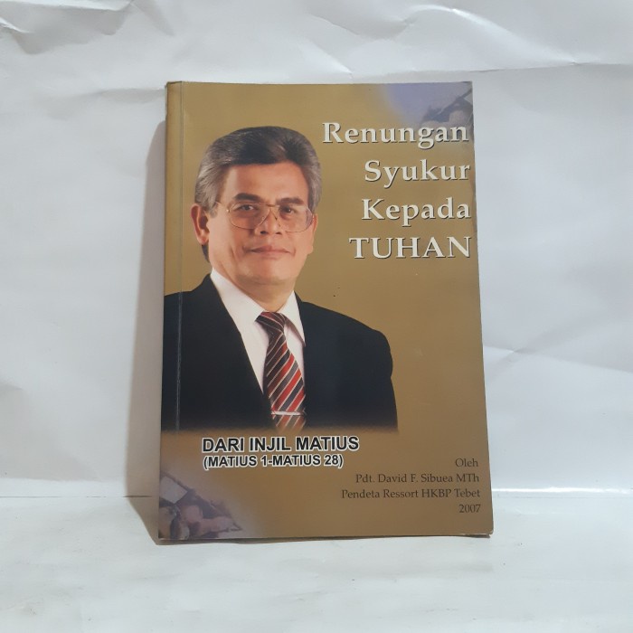 Jual RENUNGAN SYUKUR KEPADA TUHAN DARI MATA INJIL MATIUS BY PDT DAVID ...