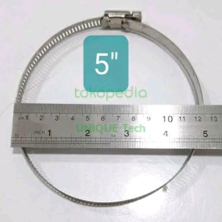 Jual Klem Stainless ukuran 5" 5 inch Hose Clamp Tiang Selang Bracket ...