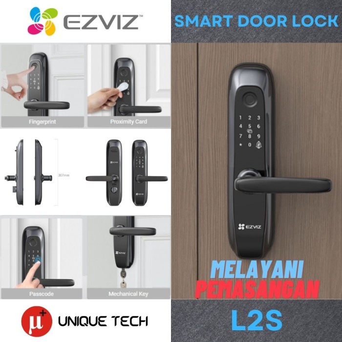 Jual EZVIZ L2S SMART FINGERPRINT BUILT-IN DOORBELL DOOR LOCK HANDLE ...