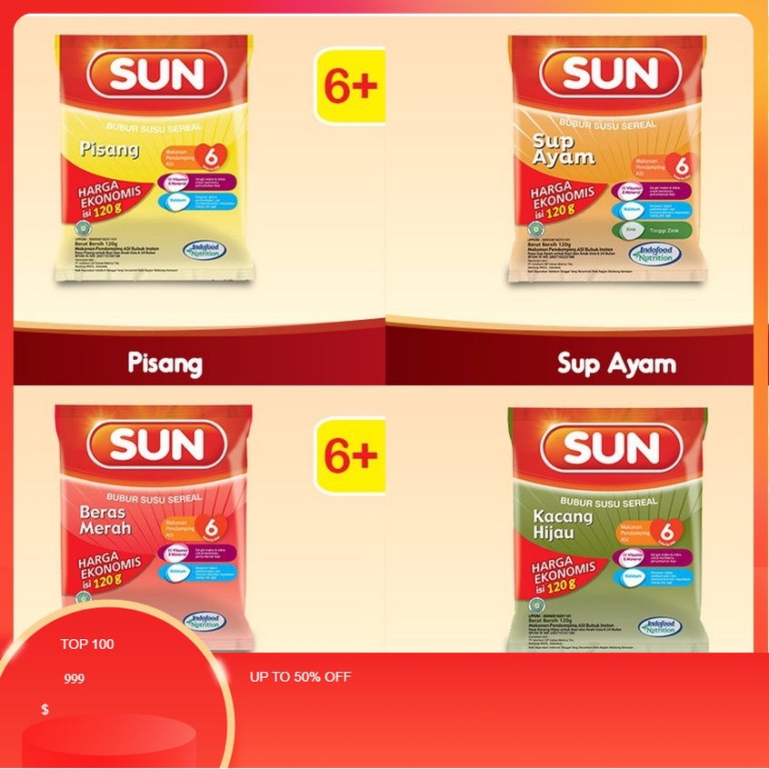 Jual Sun Bubur Bayi Kemasan Ekonomis 120 gram MPASI Kacang Hijau Beras ...