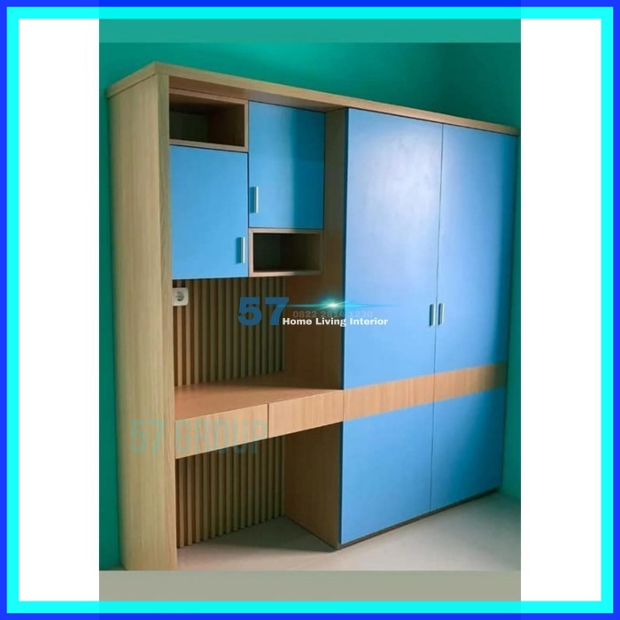 Jual Set Lemari Pakaian Dan Meja Belajar Minimalis Bahan Multiplek HPL ...