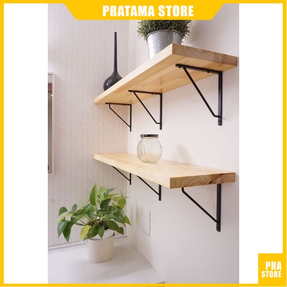 Jual papan rak ambalan dinding tempel dapur minimalis gantung kayu ...