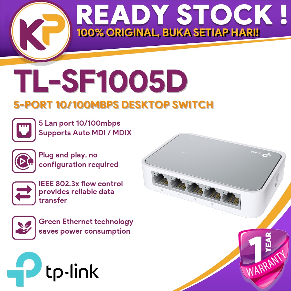 Jual TP-LINK TL-SF1005D 5-PORT 10/100MBPS DESKTOP SWITCH GARANSI RESMI | Shopee Indonesia