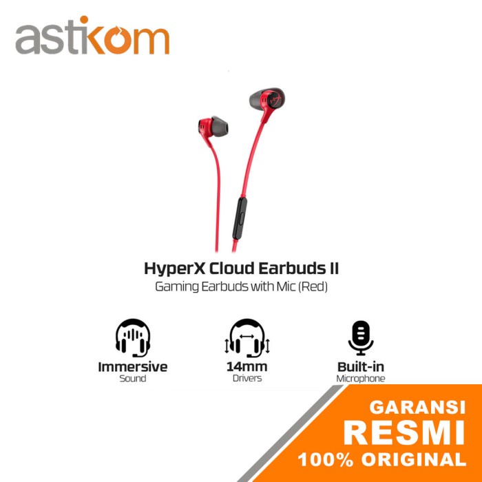 Jual Gaming Earphone HyperX Cloud Earbuds II Red with Mic | Shopee ...