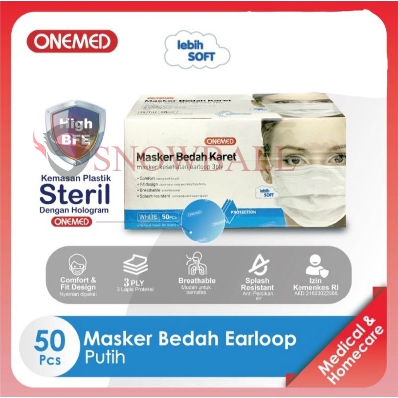 Jual MASKER MEDIS MASKER BEDAH EARLOOP TELINGA ONEMED ORIGINAL MURAH ...