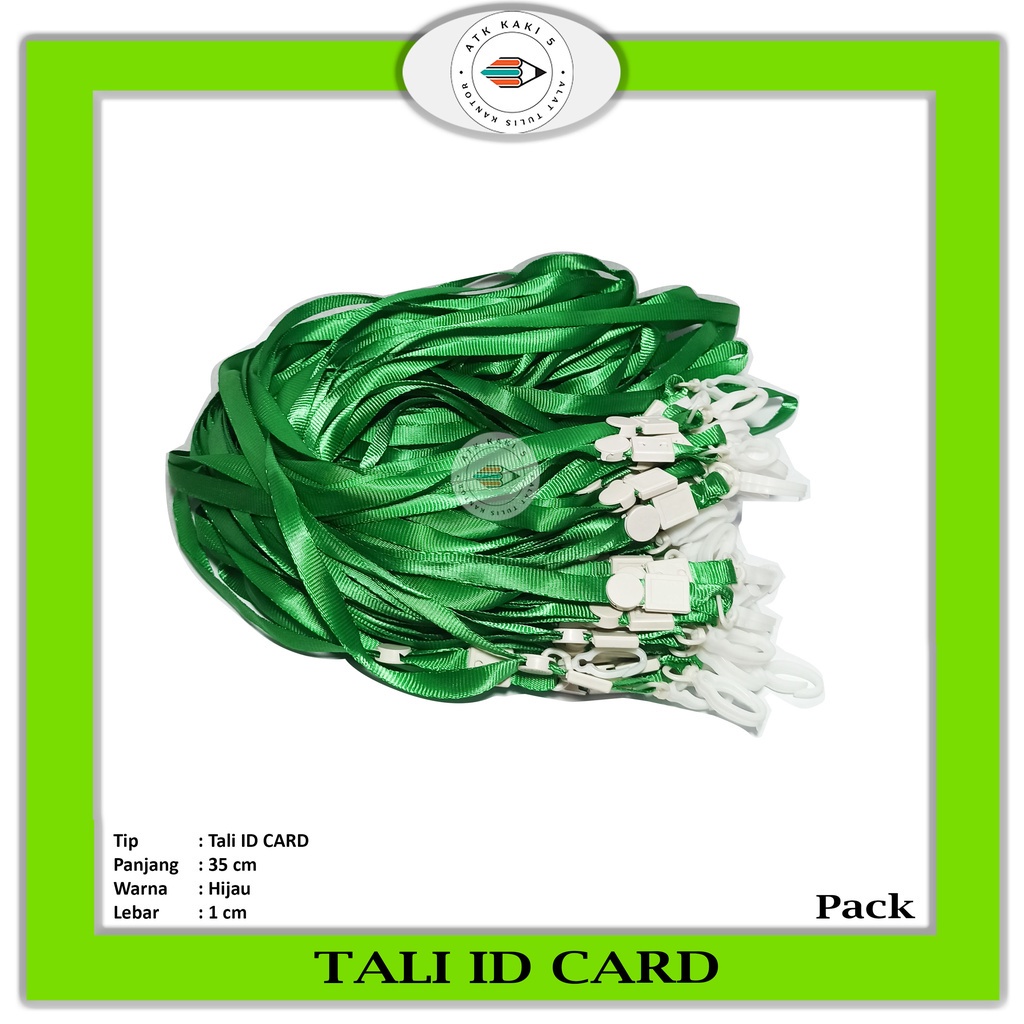 Jual TALI ID CARD 1cm Warna Hijau Cantolan Plastik 100 Pcs - Pack ...