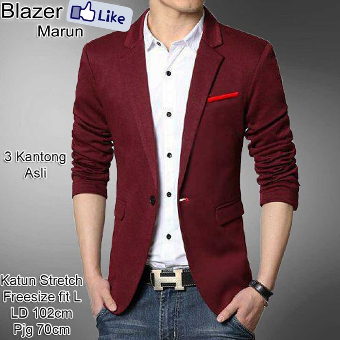 Jual best -BLAZER PRIA LENGAN PANJANG FASHION WARNA BIRU NAVY BAJU LAKI ...