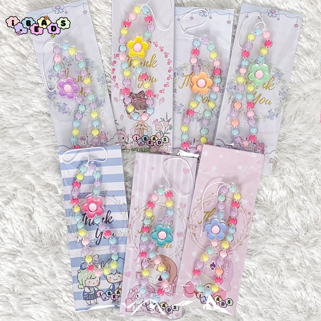Jual I.Case_Store Beads Strap Gantungan Handphone Motif Rainbow Flower ...