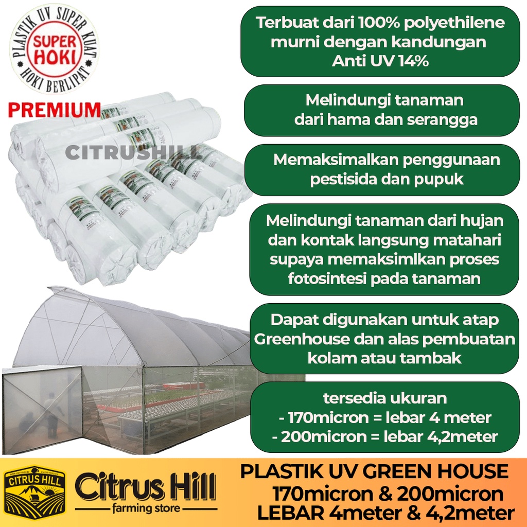 Jual PLASTIK UV GREEN HOUSE 200 & 170 micron TEBAL HIDROPONIK LEBAR 4 meter | Shopee Indonesia