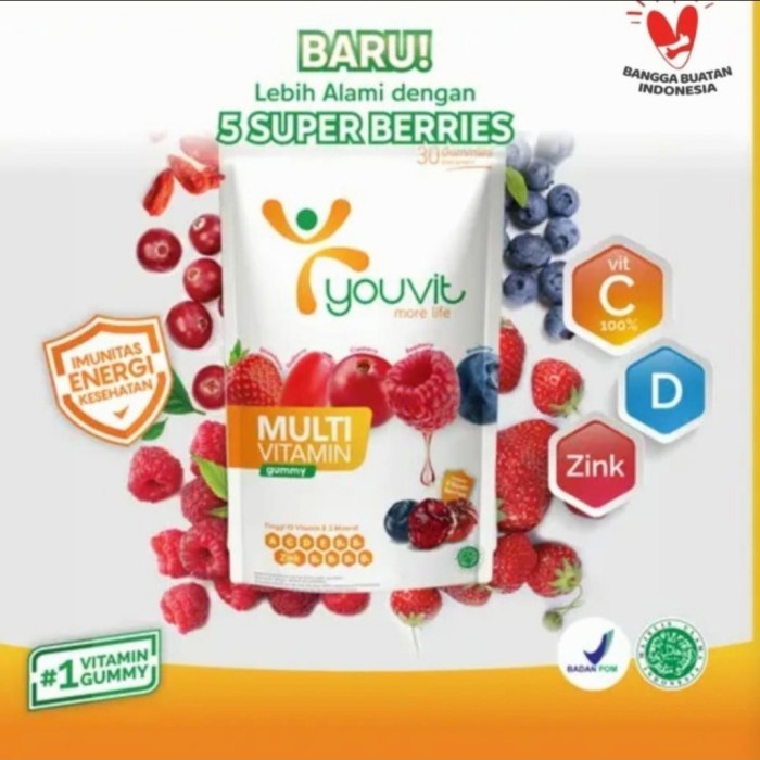 Jual Youvit Gummy Multivitamin Dewasa Paket 30 Hari/Rasa Mix Berri | Shopee Indonesia