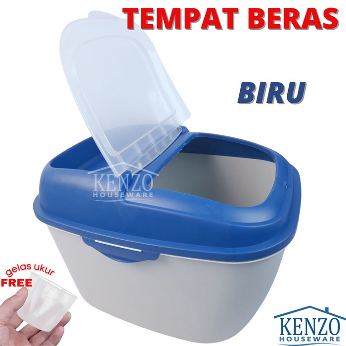 Jual Promo - rice box tempat beras container box beras 10 kg - 10L BIRU - Sedia tempat beras ...