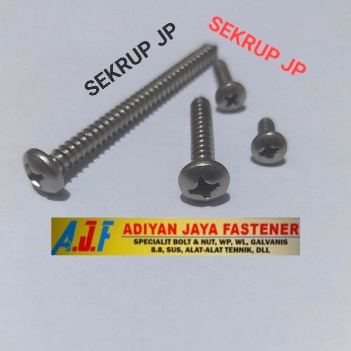 Jual TAPPING SEKRUP JP / TAPPING SCREW PAN #12X3" INCHI STAINLESS STEEL ...