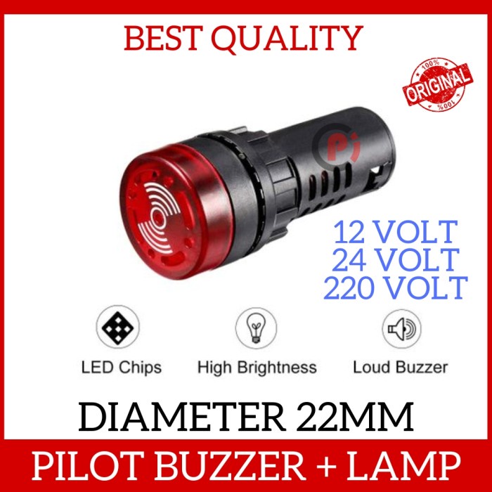 Jual Pilot Lamp Flash Buzzer 12V 24V 220V DC AC LED ALARM SIGNAL Panel 22mm | Shopee Indonesia