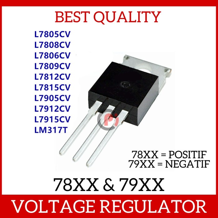 Jual Voltage Regulator Tegangan Linear 78xx 79xx 7805 7812 7905 7912 ...
