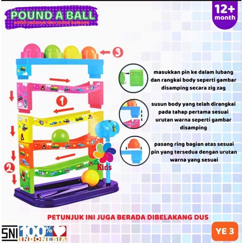 Jual MAINAN EDUKASI ANAK POUND A BALL YE 3 / PUKUL BOLA WARNA WARNI AMM ...