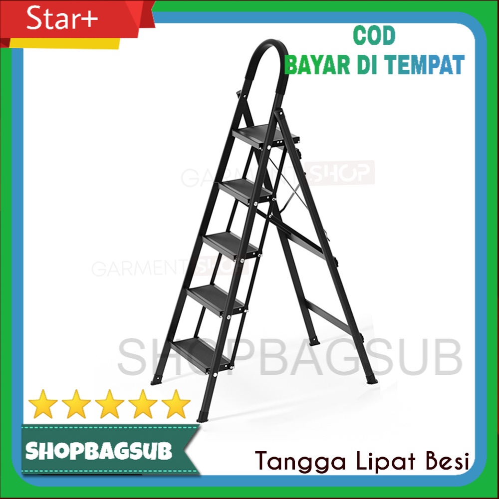 Jual Tangga Lipat 5 Tingkat Besi Lipat Hitam Rumah Tangga Handle Busa ...
