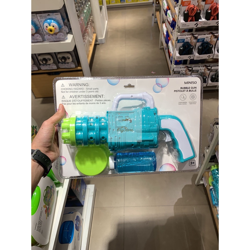 Jual MINISO Mainan Anak Bubble Gun Dengan 6 Lubang / Bubble Gun With ...