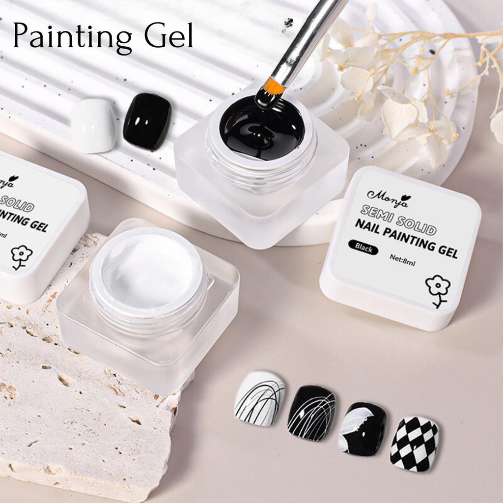 Jual Painting Gel Monja / Emboss nail for 3D Line / Creamy texture ...