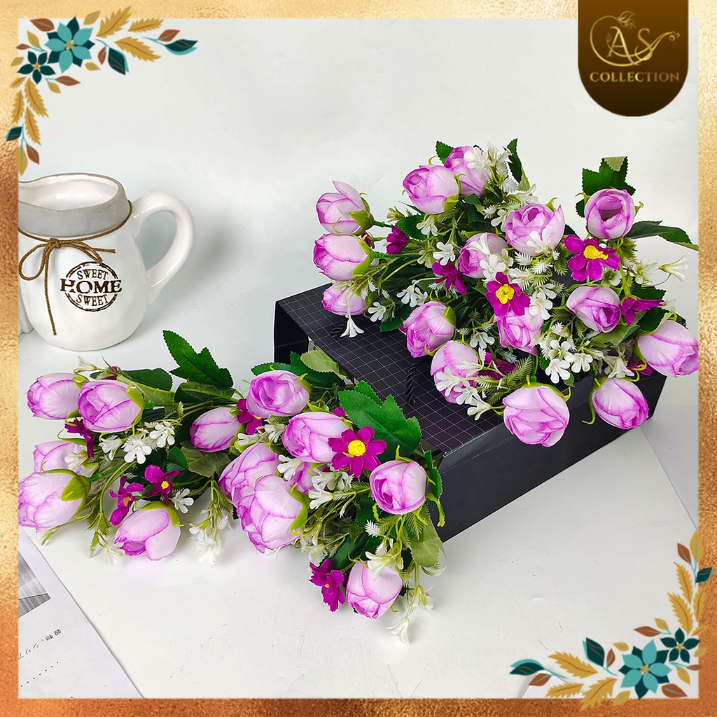 Jual Bunga mawar mini Tulip cabang 5 - bunga mawar plastik Imitasi ...