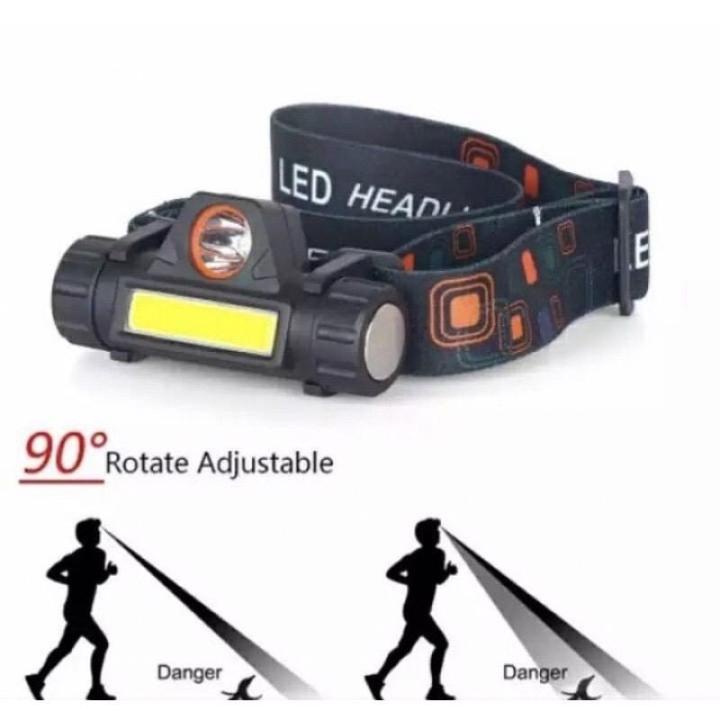 Jual MOS SENTER KEPALA LED 2 MODE COB 2IN1 / HEAD LAMP 90° ADJUSTABLE ...