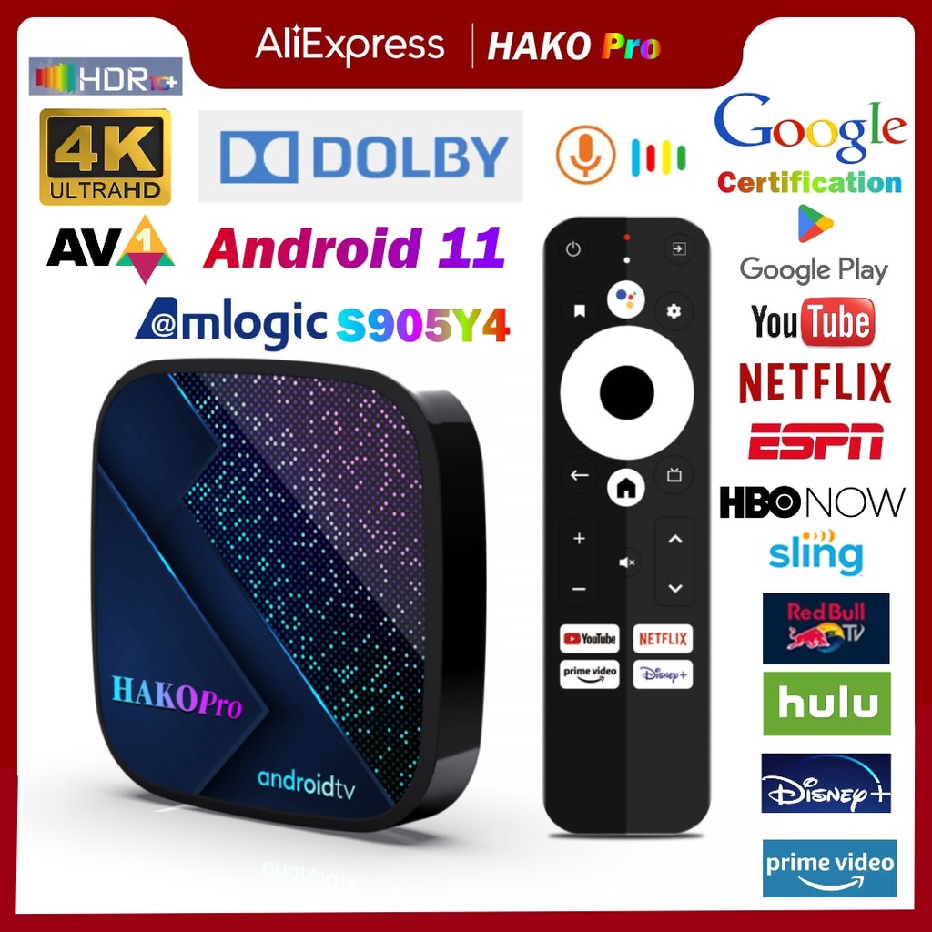 Jual HAKO Pro Smart TV Box Android 11 Google Certification Amlogic ...