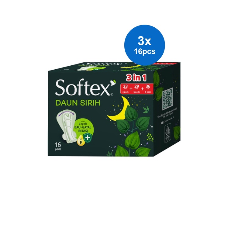 Jual Softex Daun Sirih Pembalut 3 in 1 16s x 3 | Shopee Indonesia