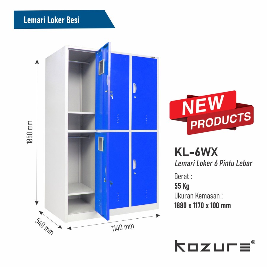 Jual Lemari Loker Besi Kozure KL-6WX Locker 6 Pintu KOZURE KL6WX ...