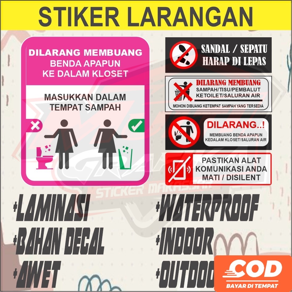 Jual STIKER HIMBAUAN Sticker LARANGAN BAHAN VYNIL ANTI AIR AWET MUDAH ...