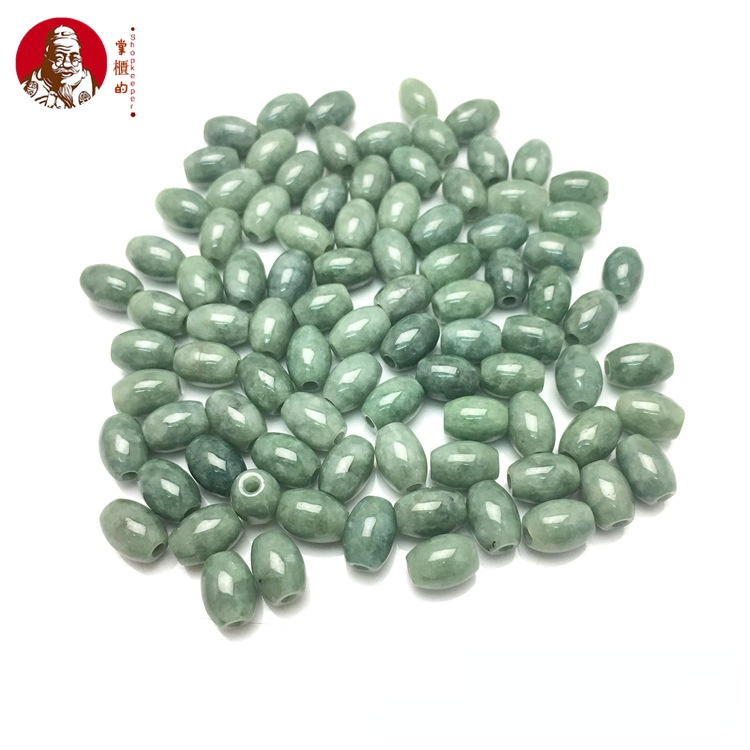 Jual (10 buah) jadeite barang, lubang besar manik-manik panjang biji ...
