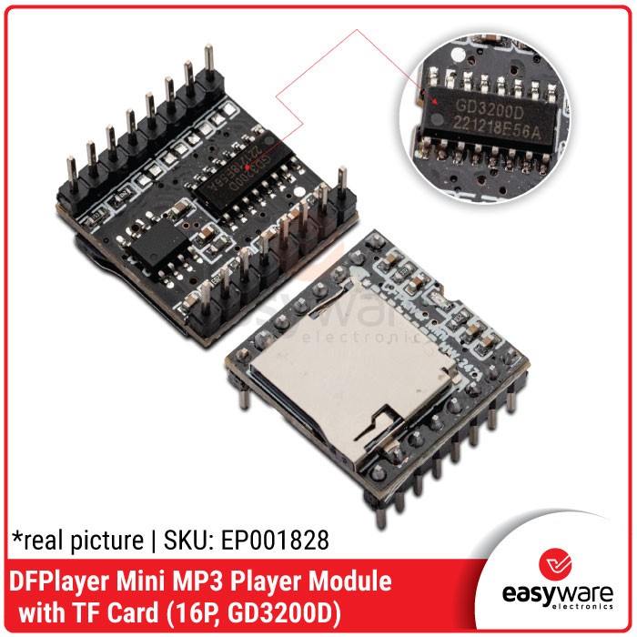 Jual DFPlayer Mini MP3 Player Module - 16P GD3200D -LT11 | Shopee Indonesia