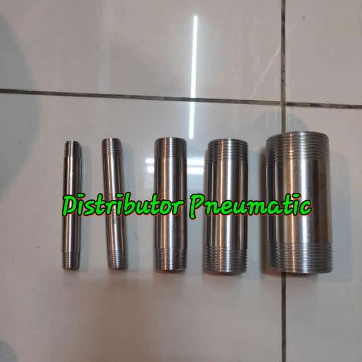 Jual Pipa nepel Stainless SS 304 drat 1 inch ( panjang 10cm) | Shopee Indonesia