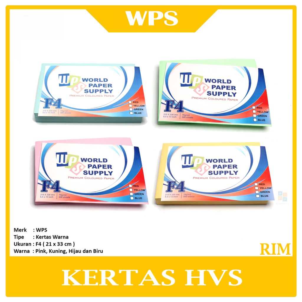 Jual WPS - Kertas Hvs F4 Warna 70gr - Rim | Shopee Indonesia