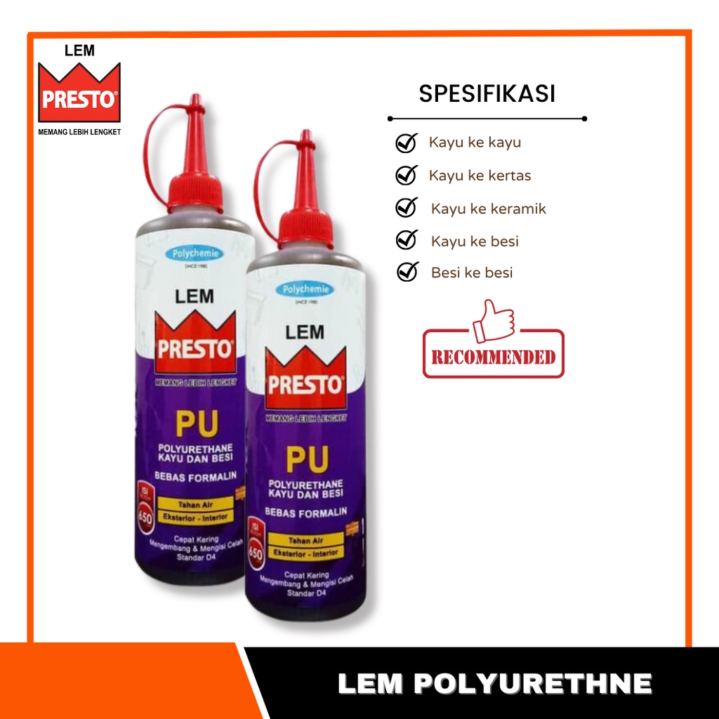Jual Lem PRESTO PU 650 Gram Lam POLYURETHANE 650 Gram Lem Kayu Lem Besi HPL Waterproof Lem ...