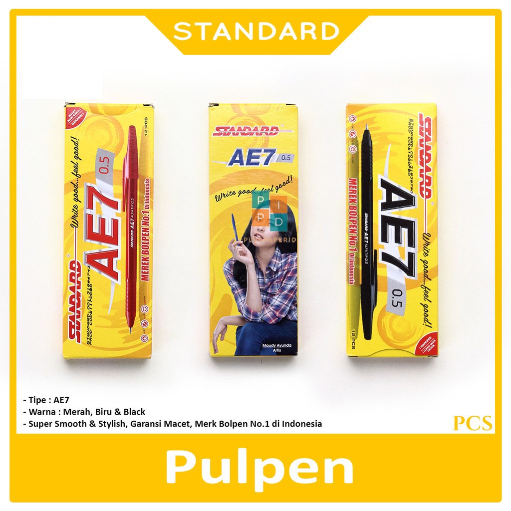 Jual STANDARD - Pulpen Ballpoint AE7 0.5mm Super Smooth - Pcs | Shopee ...