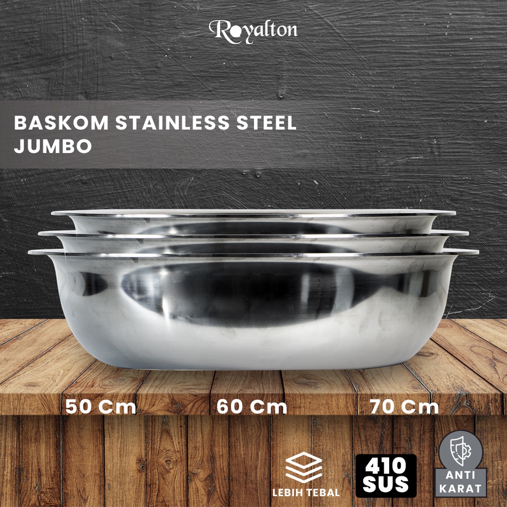 Jual Baskom Stainless Steel Jumbo Serbaguna Royalton Tebal Food Grade 50 cm | 60 cm | 70 cm ...