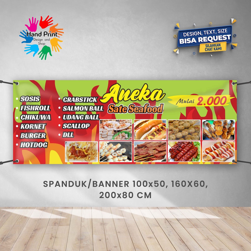 Jual Spanduk Banner Jajanan Seafood Snack Sosis Bakar D Gratis Memesan ...