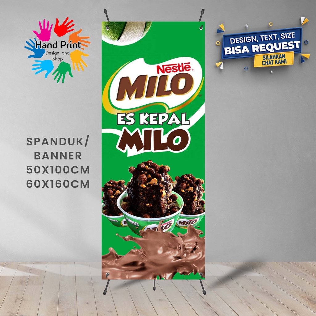 Jual Spanduk Banner Es Kepal Milo D Gratis Memesan Desain | Shopee ...